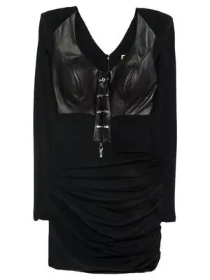 MITILIANE COUTURE Leather-panel Mini Dress - Black