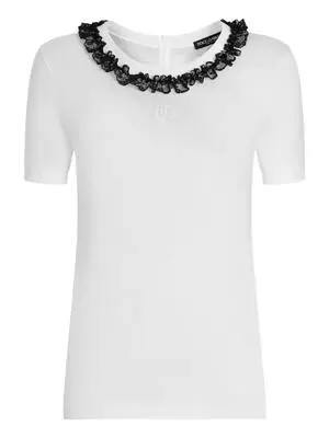 Dolce & Gabbana Ruffled-detail T-shirt - White