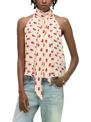 Marc Jacobs Lips-print Halterneck Top - Neutrals
