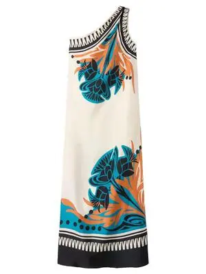 La DoubleJ Roy Floral One-shoulder Maxi Dress - Neutrals