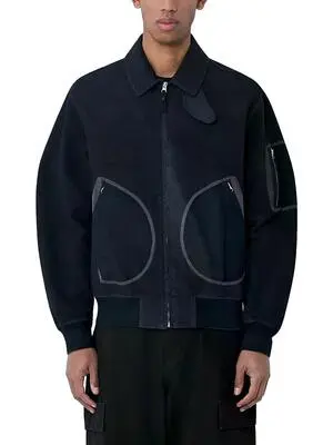 MOOS STUDIO Zip-up Bomber Jacket - Black