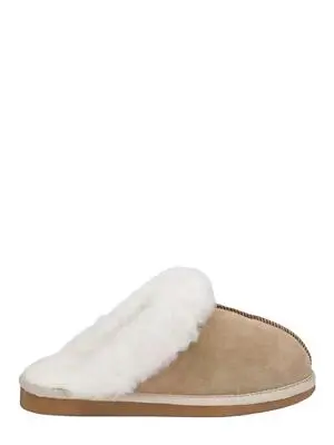 SHEPHERD Fur-trim Slippers - Neutrals
