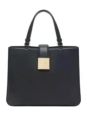 Armani Exchange Square Plaque Tote Bag - Black
