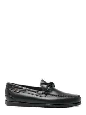 G.H.BASS Laced Leather Boat Shoes - Black