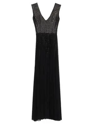 Norma Kamali Sequin-embellished V-neck Maxi Dress - Black
