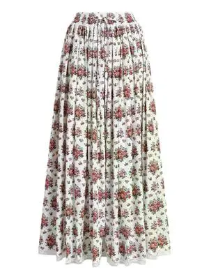 Dolce & Gabbana Floral Drawstring Maxi Skirt - White