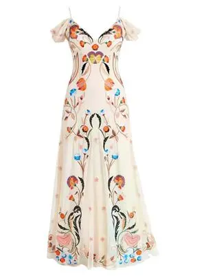 TEMPERLEY LONDON Strappy Floral Gown - Neutrals