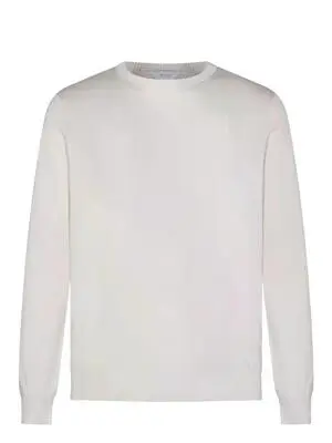 Malo Ribbed Crewneck Sweater - White