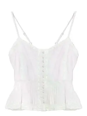 LoveShackFancy Lace Button Top - White