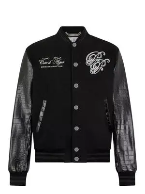 Philipp Plein Embroidered Bomber Jacket - Black