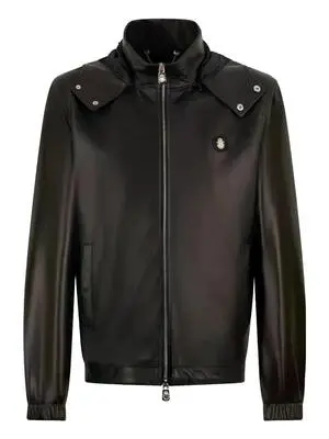 BILLIONAIRE Hooded Leather Jacket
