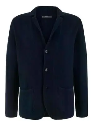 Boggi Milano Single-breasted Knitted Jacket - Blue
