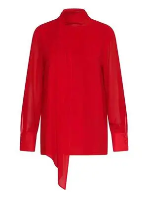 Marella Tie-neck Long-sleeved Top - Red