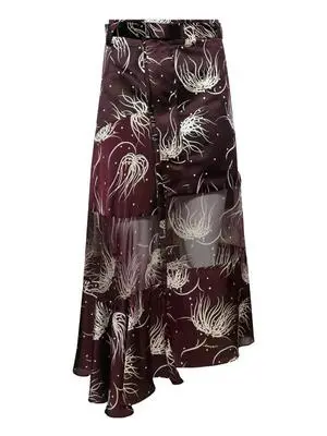 Sacai Floral Print Panelled Skirt - Purple