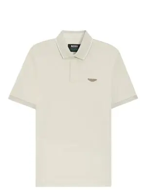 BOSS X Aston Martin Polo Shirt In Wool-cotton Piqu - Neutrals