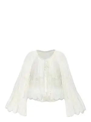 LoveShackFancy Darline Lace Bell-sleeve Blouse - White