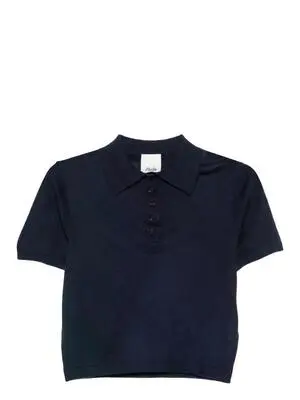ALLUDE Buttoned Polo Top - Blue