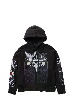 WHO DECIDES WAR BY EV BRAVADO Front-embroidered Hoodie - Black