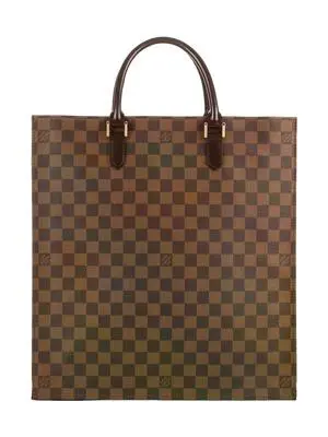 LOUIS VUITTON Sac Plat Chequered Tote Bag - Brown