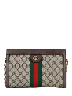 Gucci Ophidia Chain Shoulder Bag Gg Coated Canvas Small - Brown
