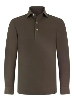 Boggi Milano Long-sleeve Polo Shirt - Brown