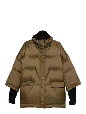 CIRCUS HOTEL Pocket Puffer Coat - Brown