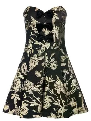 Alice + Olivia Bow-detail Floral Mini Dress - Black