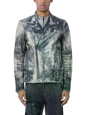 DIESEL® Distressed-effect Leather Jacket - Grey