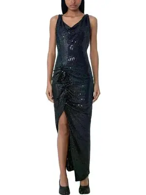 VIVIENNE WESTWOOD Sequined Cowl-neck Dress - Black