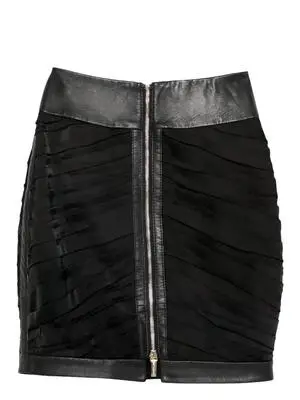 MITILIANE COUTURE Draped Leather Mini Skirt - Black