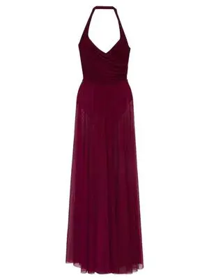 Norma Kamali Halter Draped Maxi Dress - Red