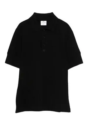 COURREGES Logo-patch Polo T-shirt - Black