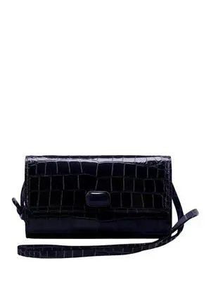 JEFFREY LEVINSON Cari Croc-Embossed Shoulder Bag