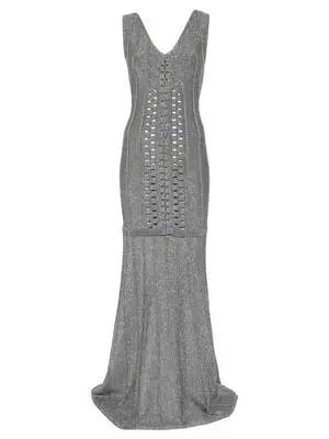 CIRCUS HOTEL V-neck Openwork Dress - Silver