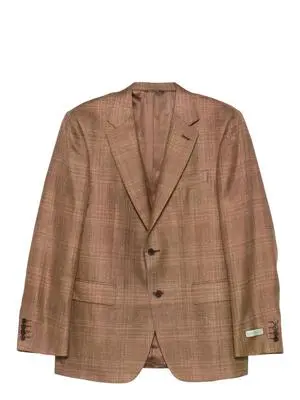 Canali Checked Single-breasted Jacket - Brown
