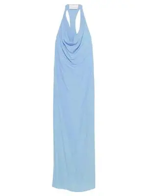 CIRCUS HOTEL Cowl Halter Maxi Dress - Blue