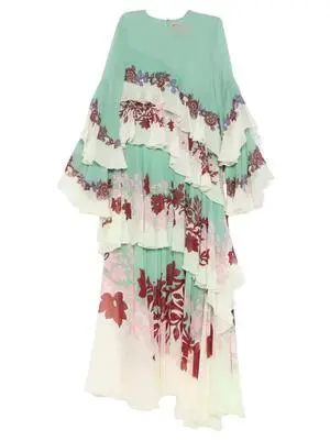 La DoubleJ Floral Print Ruffled Dress - Green