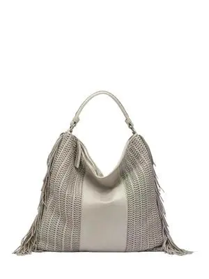 REPTILE'S HOUSE Large Vasia Fringed Woven Shoulder Bag