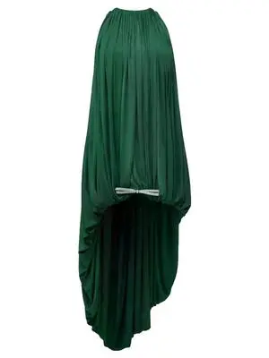 Loewe Draped Crystal-bow Asymmetric Dress - Green