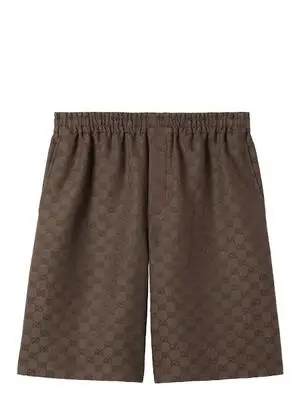Gucci Gg Canvas Linen Blend Shorts - Brown