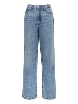 Rag & Bone Embellished Logan Wide-leg Jeans - Blue