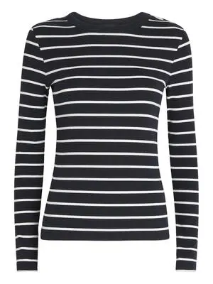 ME+EM Stretch-cotton Stripe Top - Navy