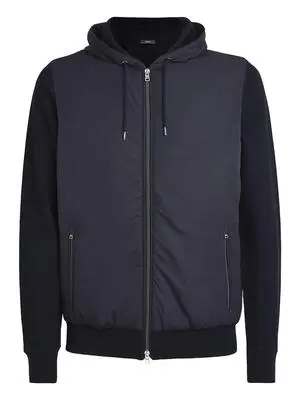 Herno Cotton Hooded Hybrid Jacket - Navy