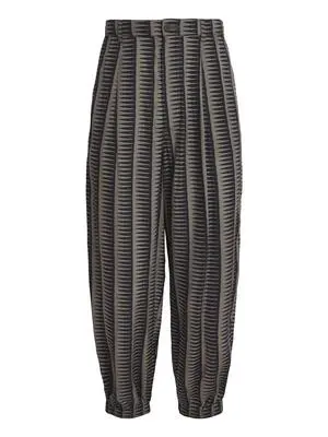 Emporio Armani Jacquard Spike Barrel-Leg Trousers Blue