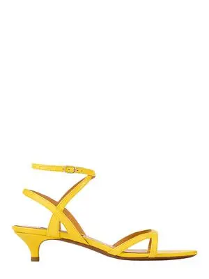 Ralph Lauren Calfskin Clarke Heeled Sandals 35 - Yellow