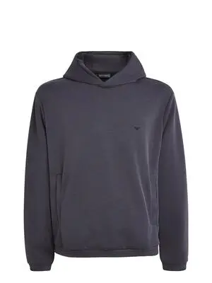 Emporio Armani Striped Logo Hoodie - Grey