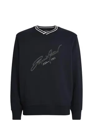 Emporio Armani Cotton Embroidered Logo Sweatshirt - Blue