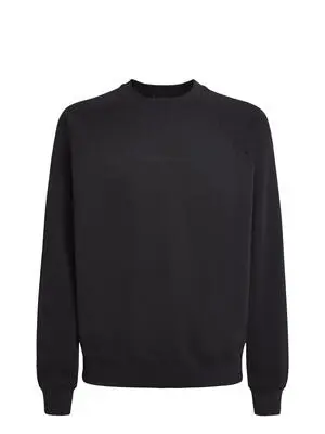 Emporio Armani Cotton-blend Piqué Sweatshirt With Logo - Black