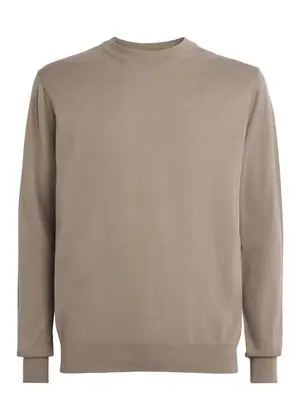 Sunspel Cotton Lightweight Crew-neck Sweater - Beige