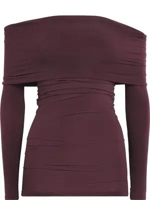 Wolford Off-the-shoulder Draped Top - Burgundy